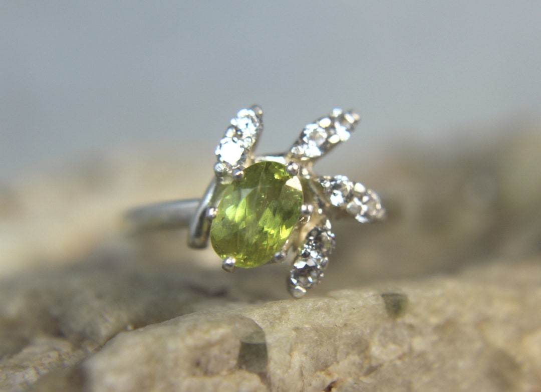 SPHENE TITANITE RING - Genuine Greenish-yellow Brilliant Sphene .925 ...