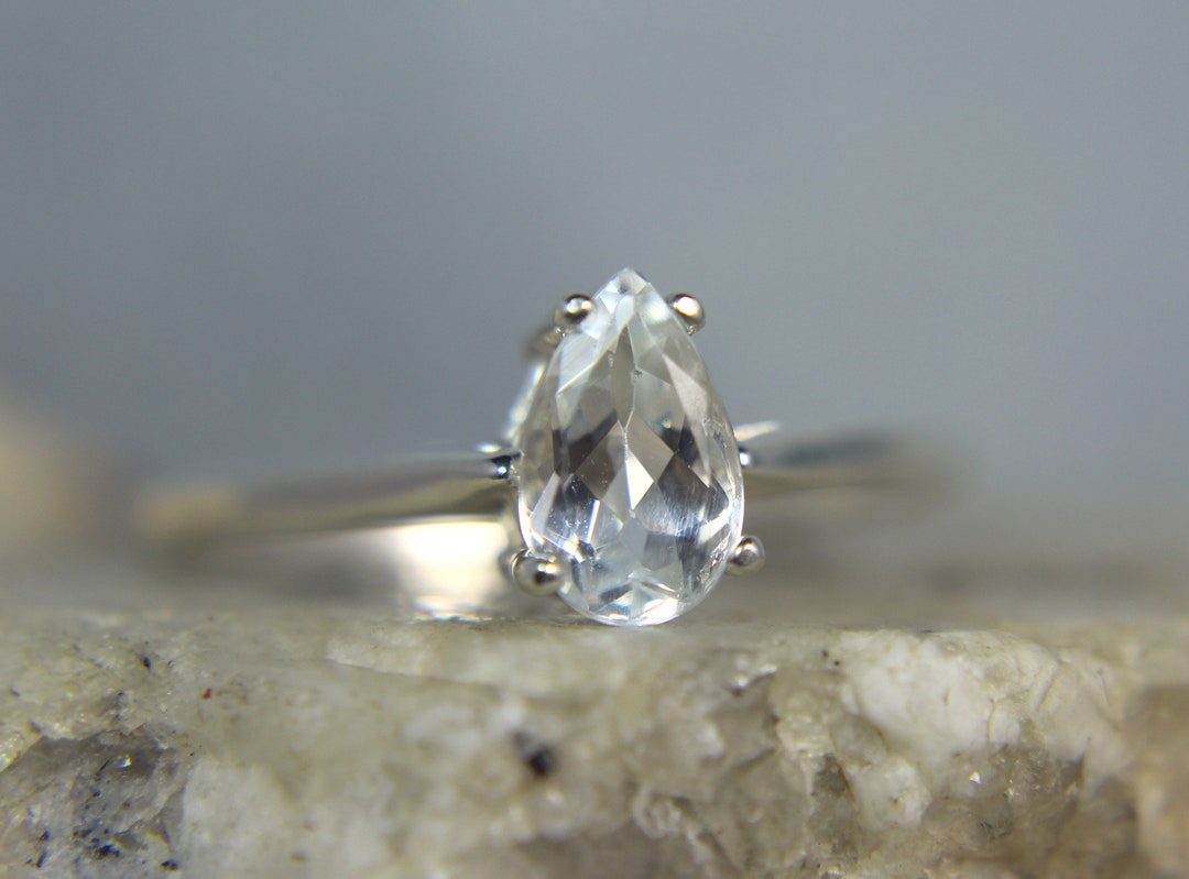 GOSHENITE Genuine Clean & Bright Goshenite .925 Sterling Silver Solitaire Ring - Etsy