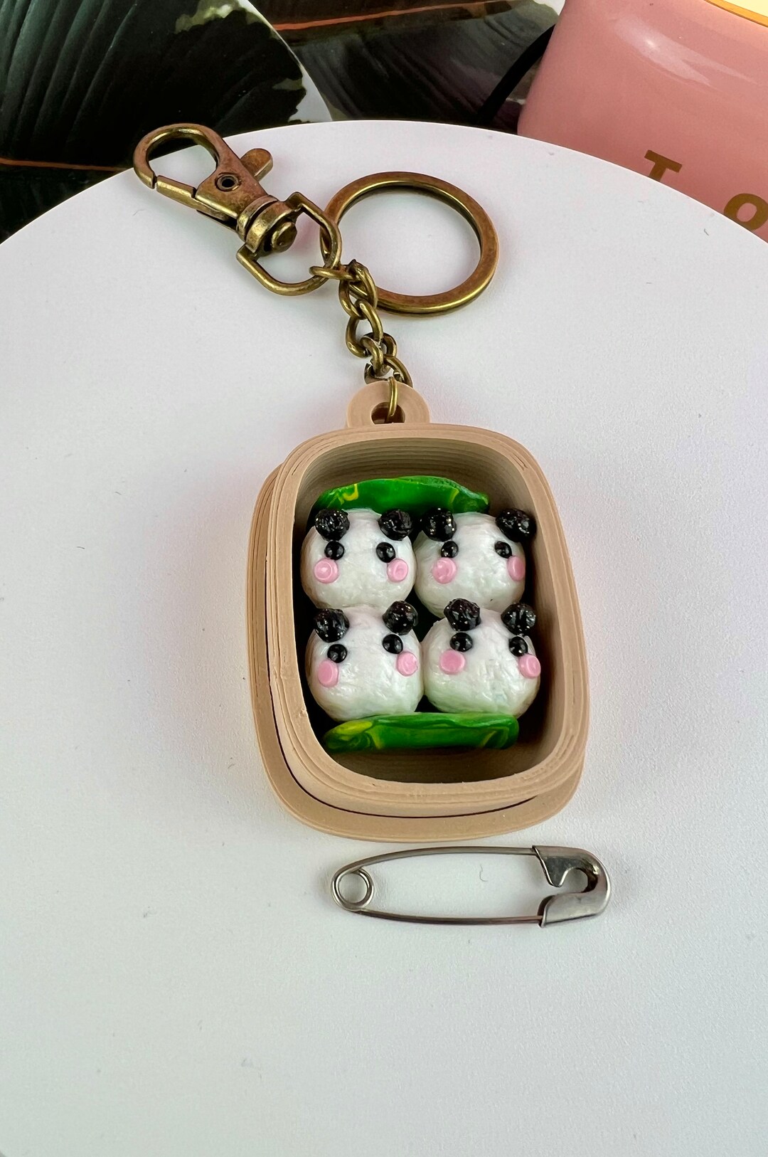 Keychain Bento Box With Polymer Clay Rice Pandas - Etsy