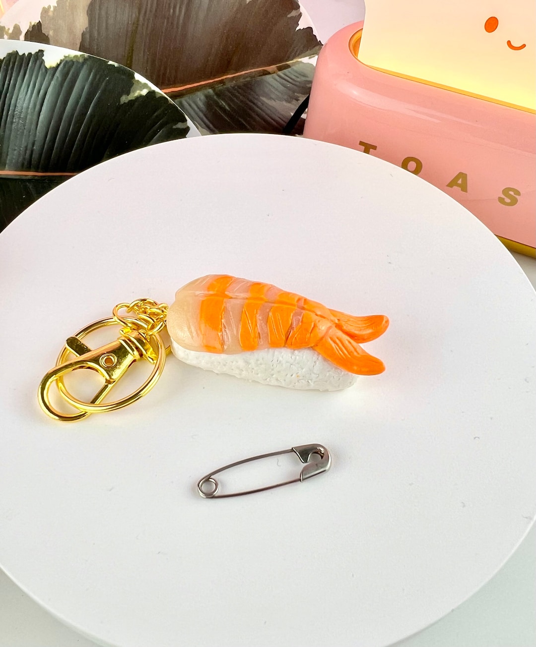 Handmade Polymer Clay Shrimp Sushi Keychain - Etsy
