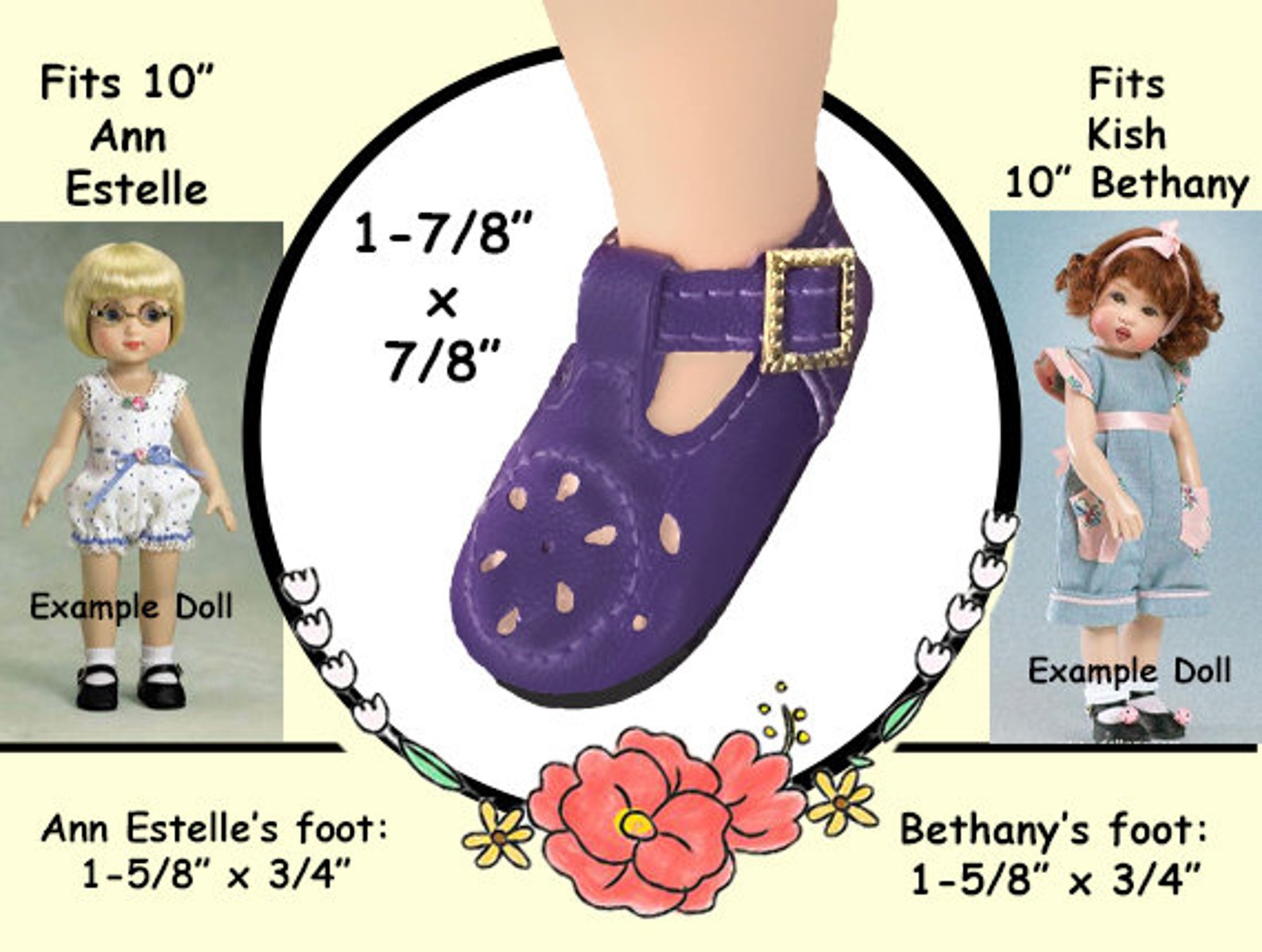 Vintage Purple T Strap Style Doll Shoes Doll Shoes Fit Tonner - Etsy