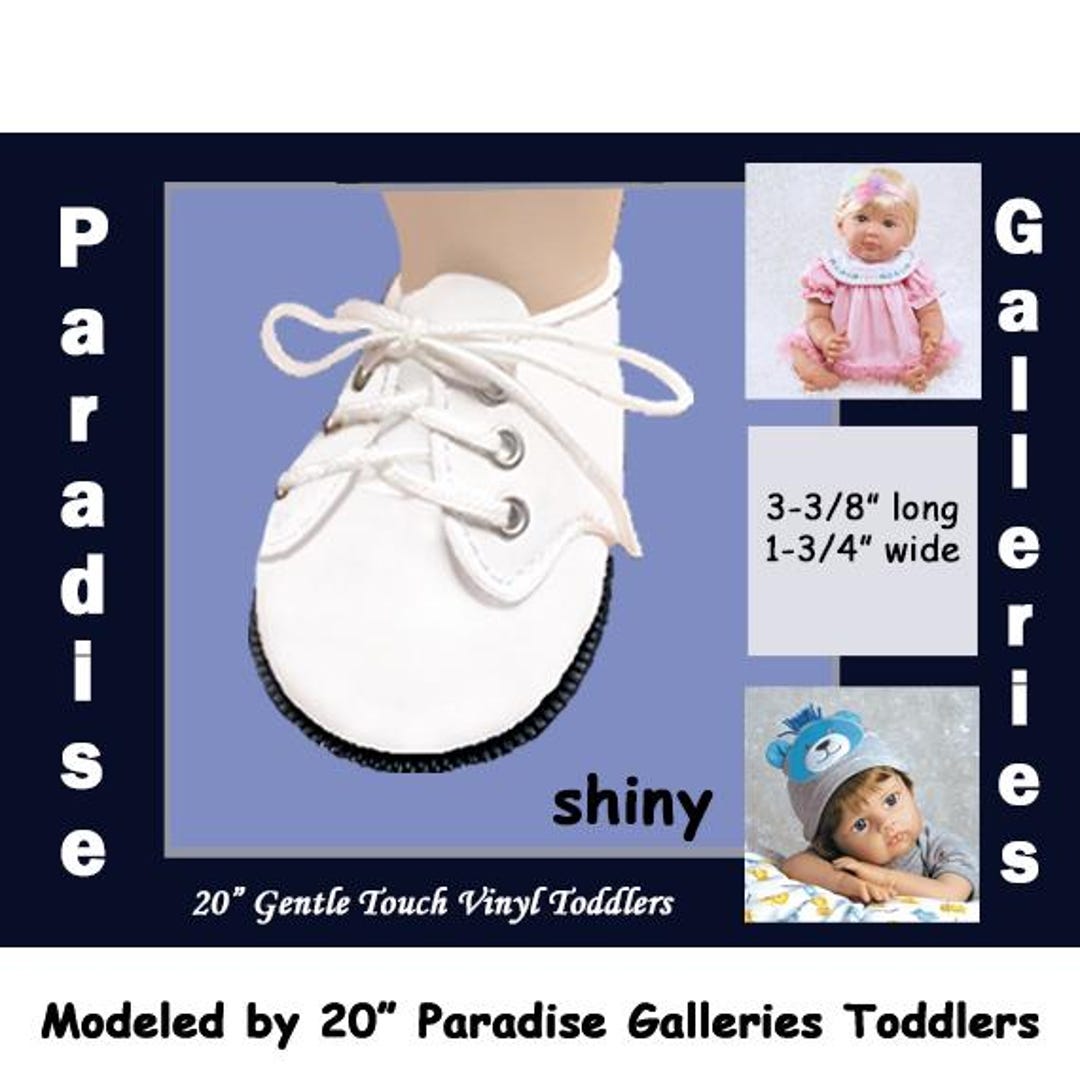 Vintage White Shiny Vinyl Wide Tie Shoes, Modeled by 20" Paradise ...
