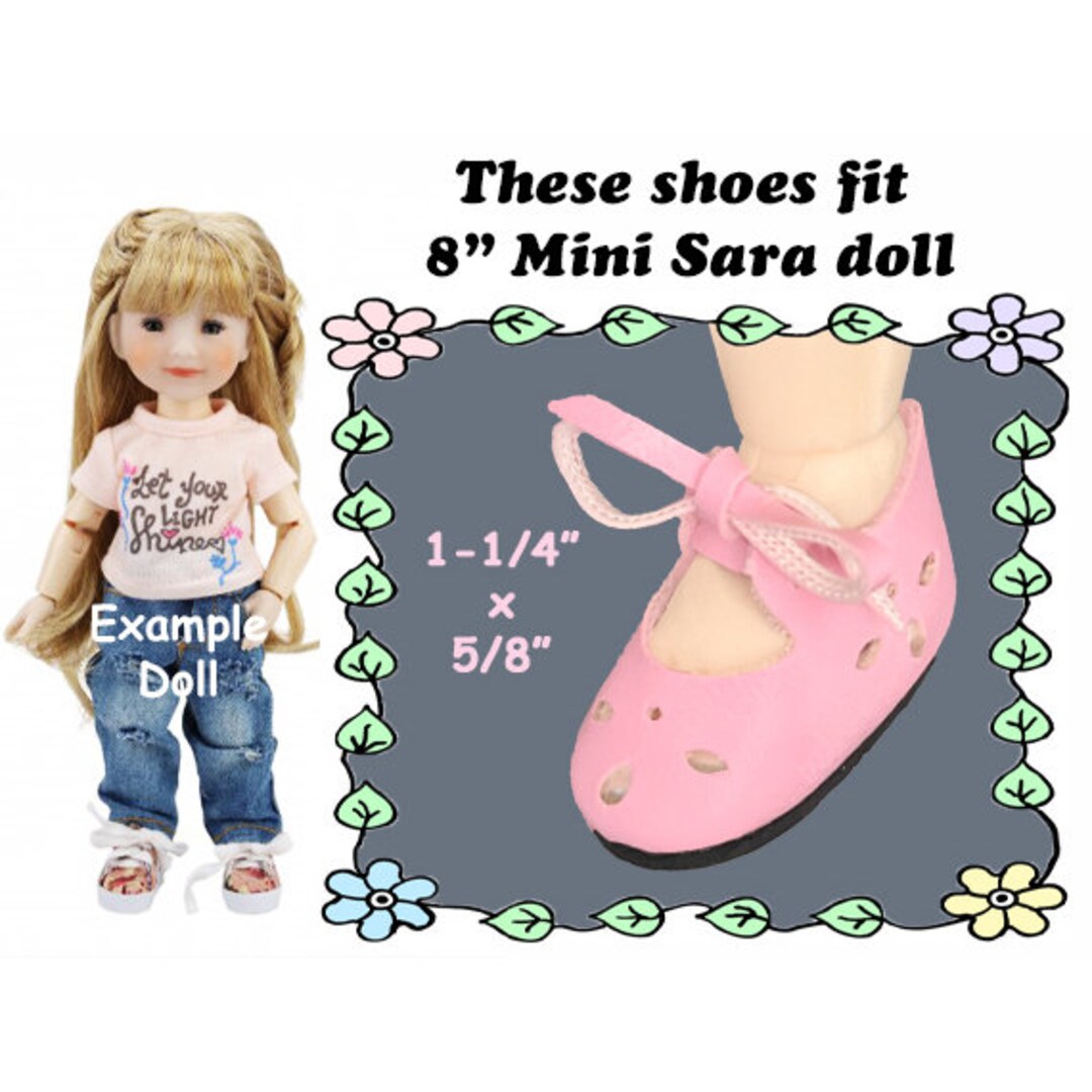 Shoes Fit Mini Sara, Mini Hannah or Ten Ping Dolls, Pink Mary Jane Doll ...
