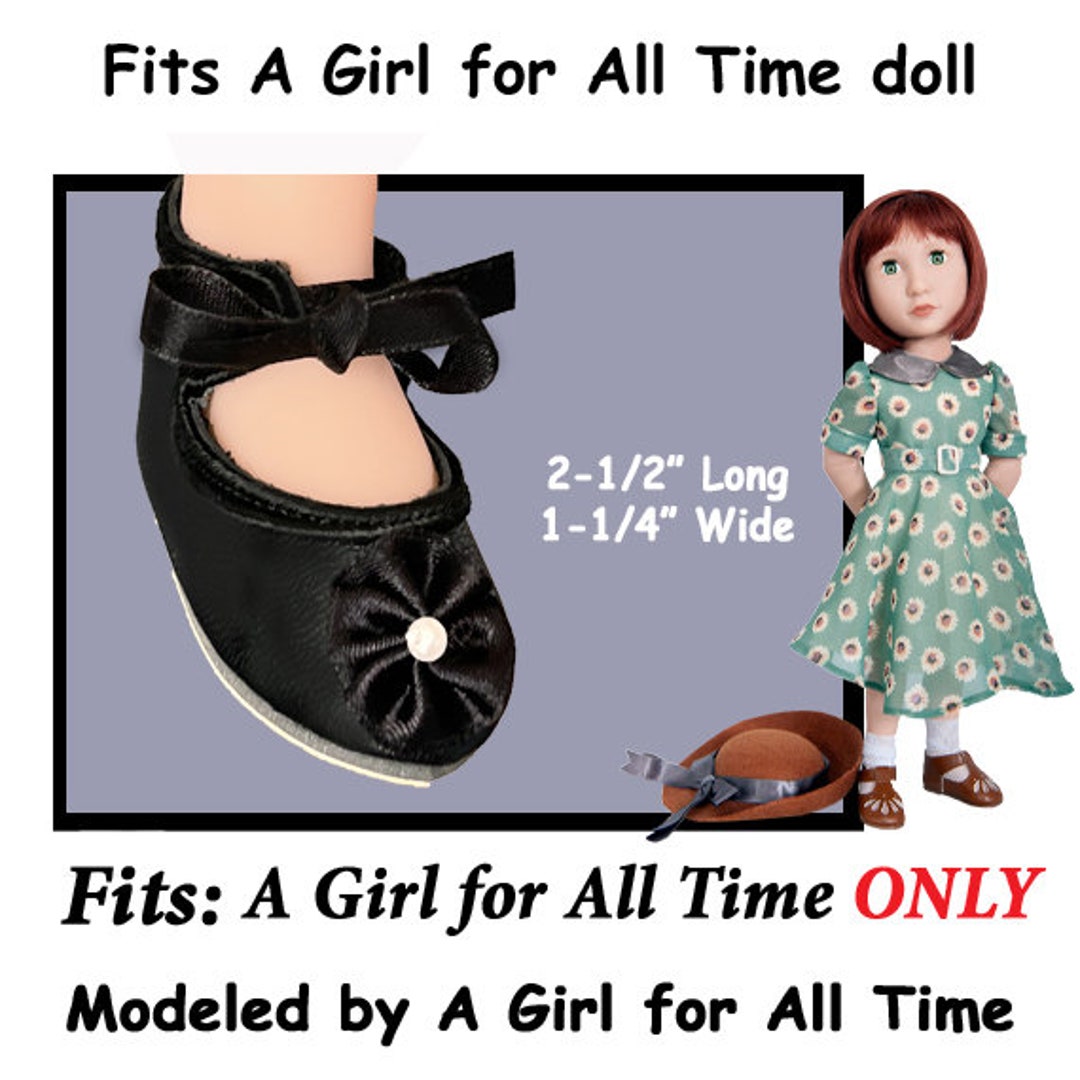 A Girl for All Time ONLY Vintage Black Ribbon Tie Doll Shoes, Black Tie ...