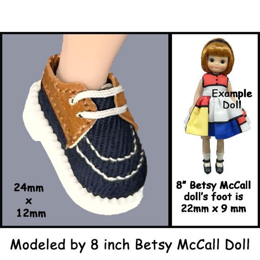 Fits 8" Betsy Mccall Dolls, Two Tone Navy and Brown Tie Shoes, Doll ...