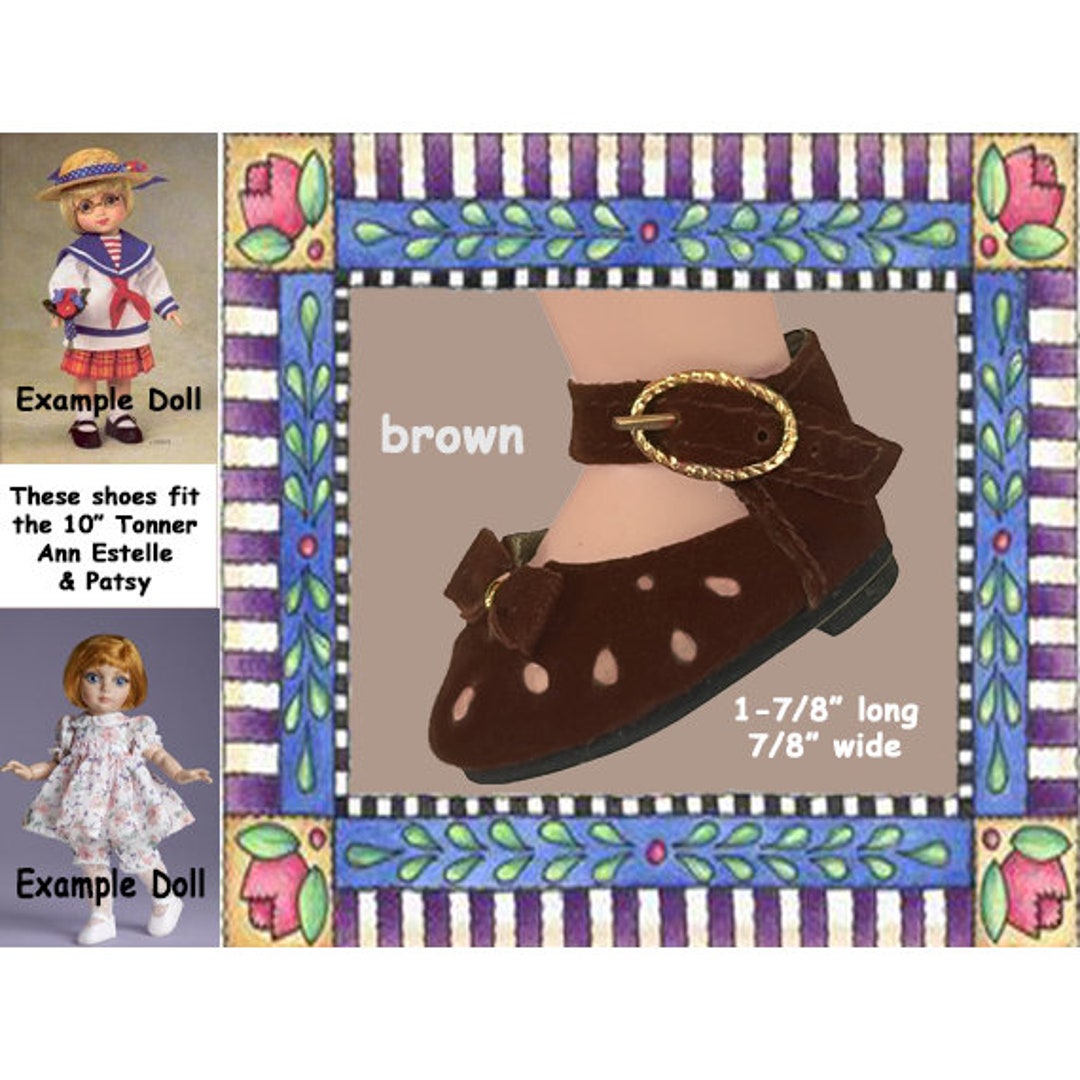 Vintage Brown Faux Suede Mary Jane Doll Shoes, Fits 10 Inch Tonner Ann ...