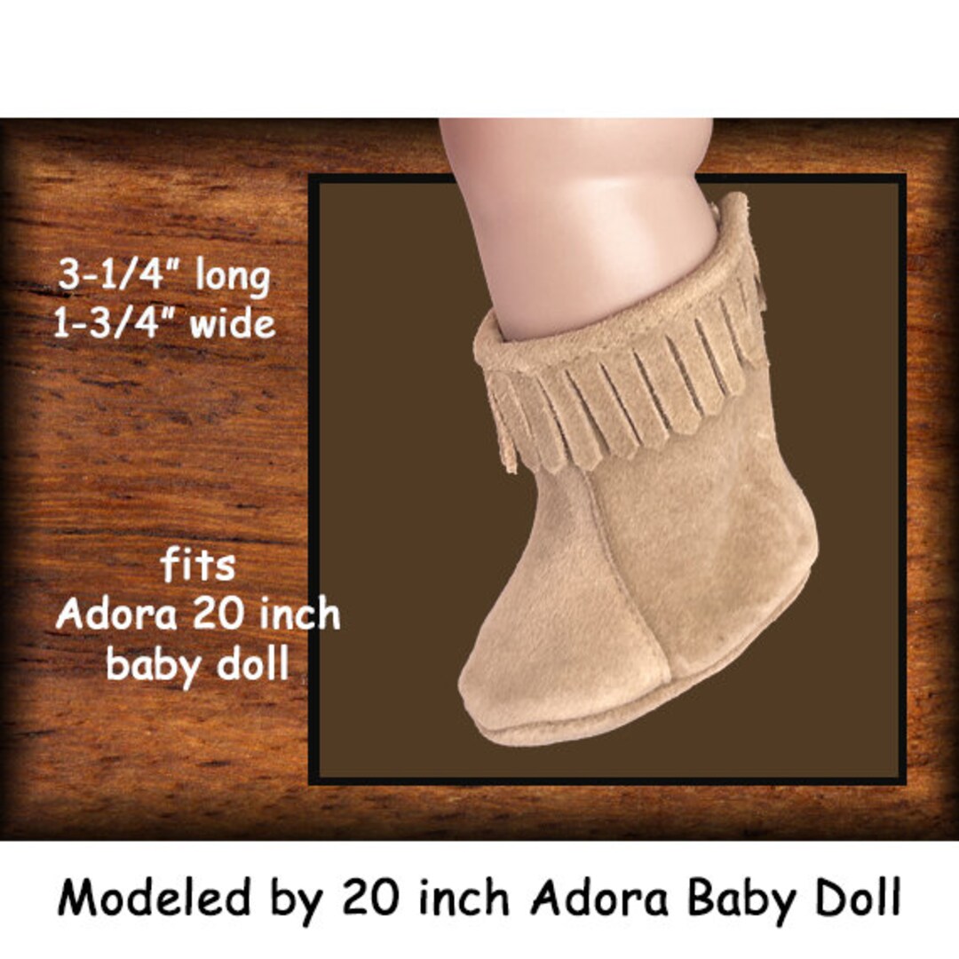 Adora 20" Vintage Beige Soft Moccasin Style Boot Doll Shoes, Modeled by ...