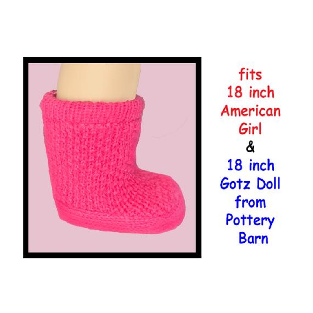 Vintage Pink Knitted Doll Boots or Slippers, Fits 18 Inch American Girl ...