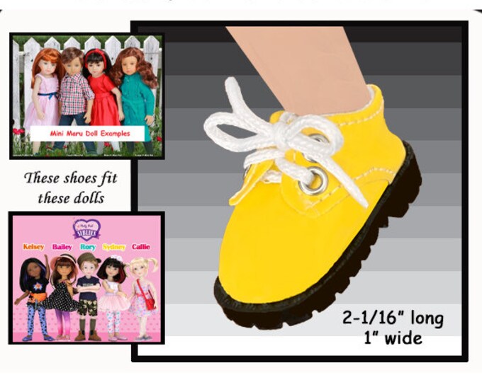 Vintage Yellow Shiny Vinyl Tie Doll Boots Shoes, Shoes That Fit Siblies ...