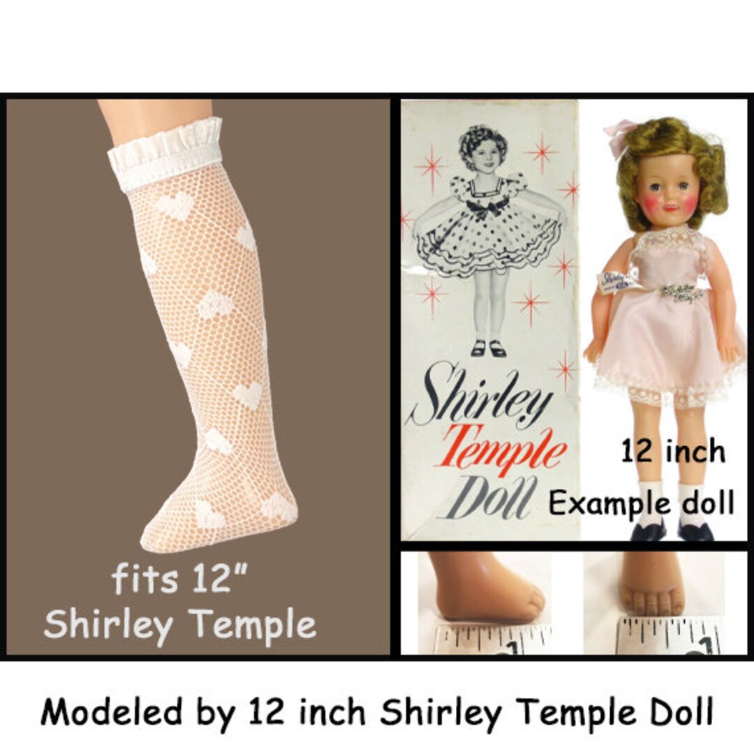 Vintage White Lacy Stretch Knee Socks, Modeled by 12" Shirley Temple ...