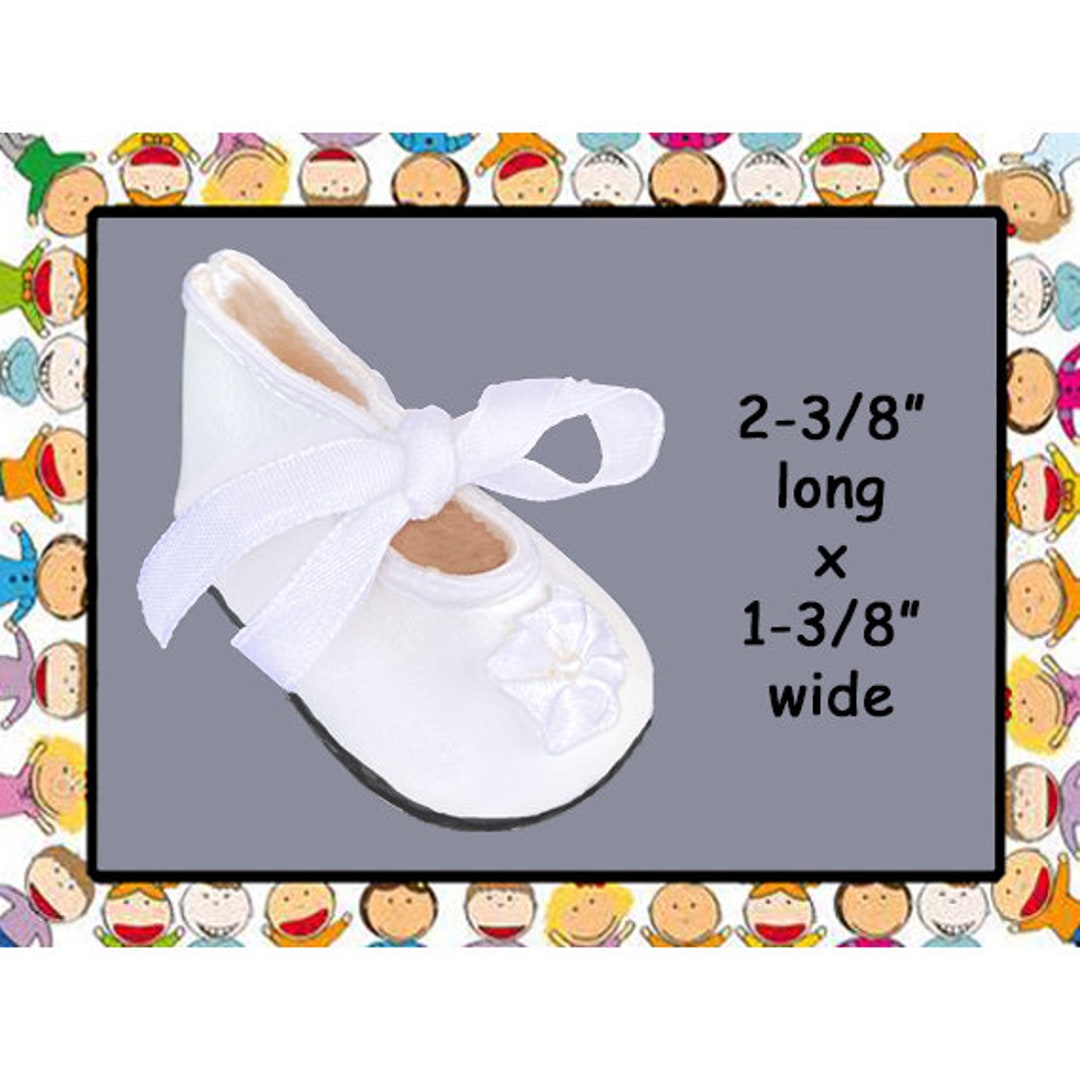 White Ankle Ribbon Tie Doll Shoes, White Shoes for Small or Medium Baby ...
