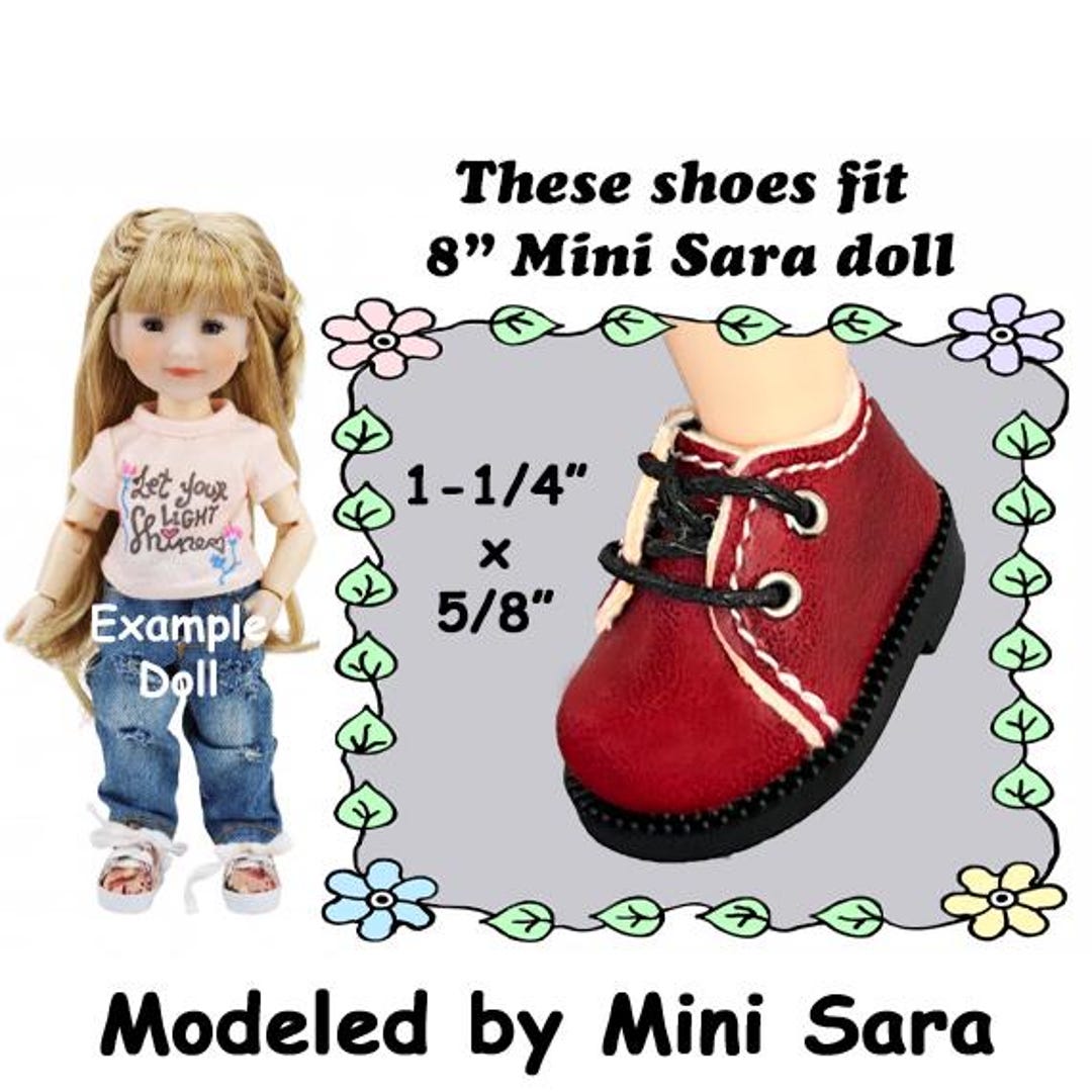 School Shoes Fit Mini Sara, Ten Ping, or Mini Hannah Dolls, Maroon Tie ...