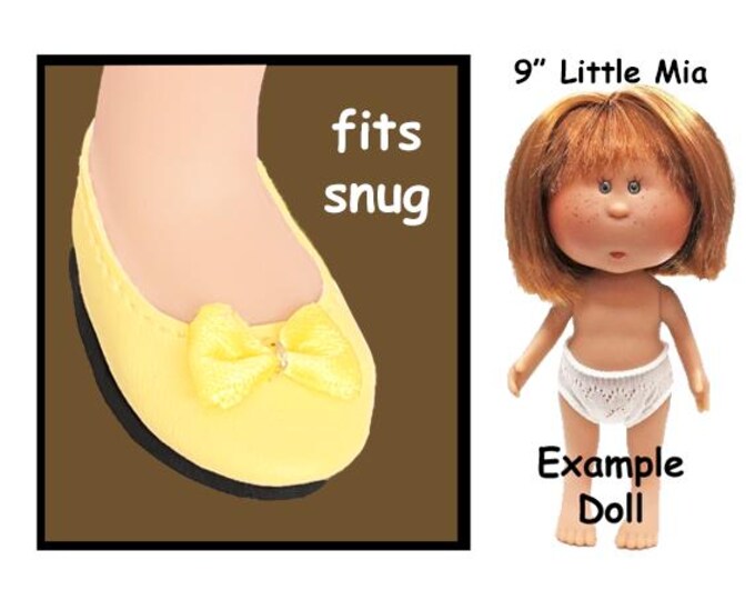 Fits 9 Inch Mia Doll, Vintage Yellow Matte Ballet Flat Doll Shoes ...