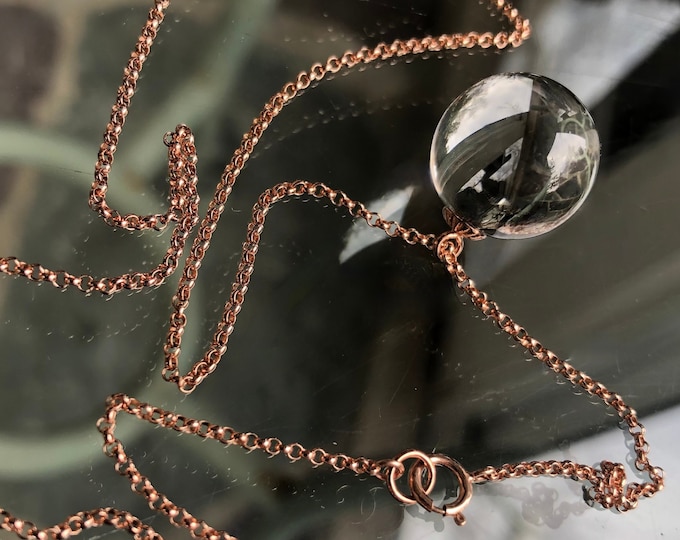 14K ROSE Gold Filled Pools of Light 16mm floating Rock Crystal Quartz ...