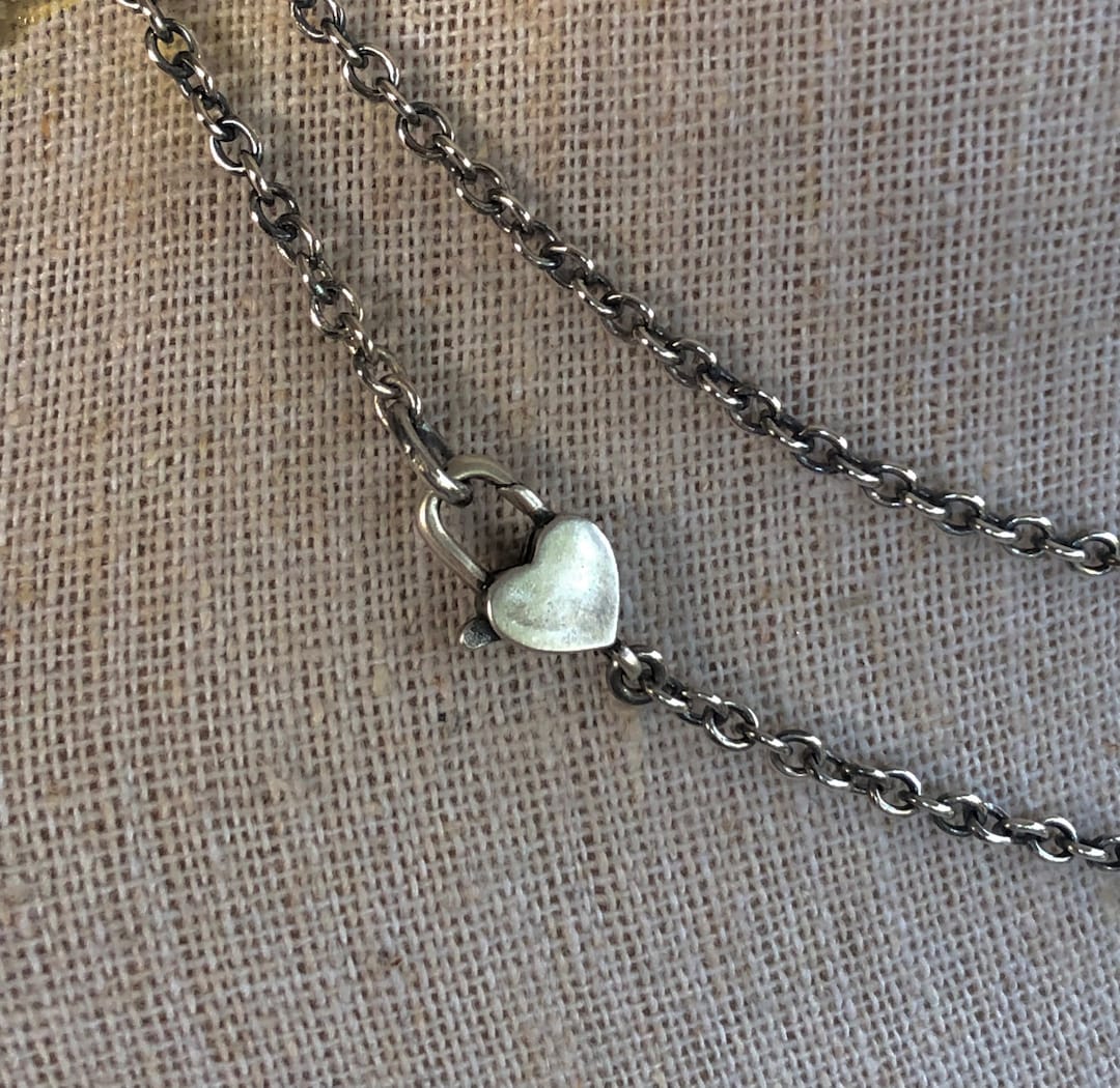 Vintage Sterling Silver Rolo Link Chain - Necklace With Heart Clasp - Etsy