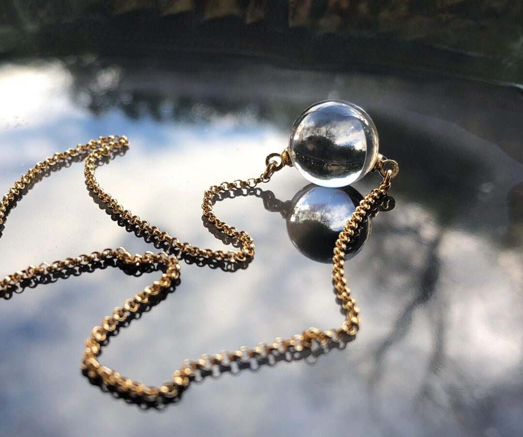 POOLS of LIGHT Integrated 12.3mm Orb Rock Crystal Quartz Orb Necklace ...