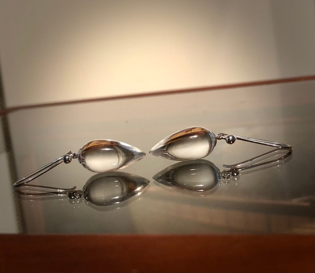 Pools of Light Rock Crystal Quartz Floating Inverted Teardrops With ...