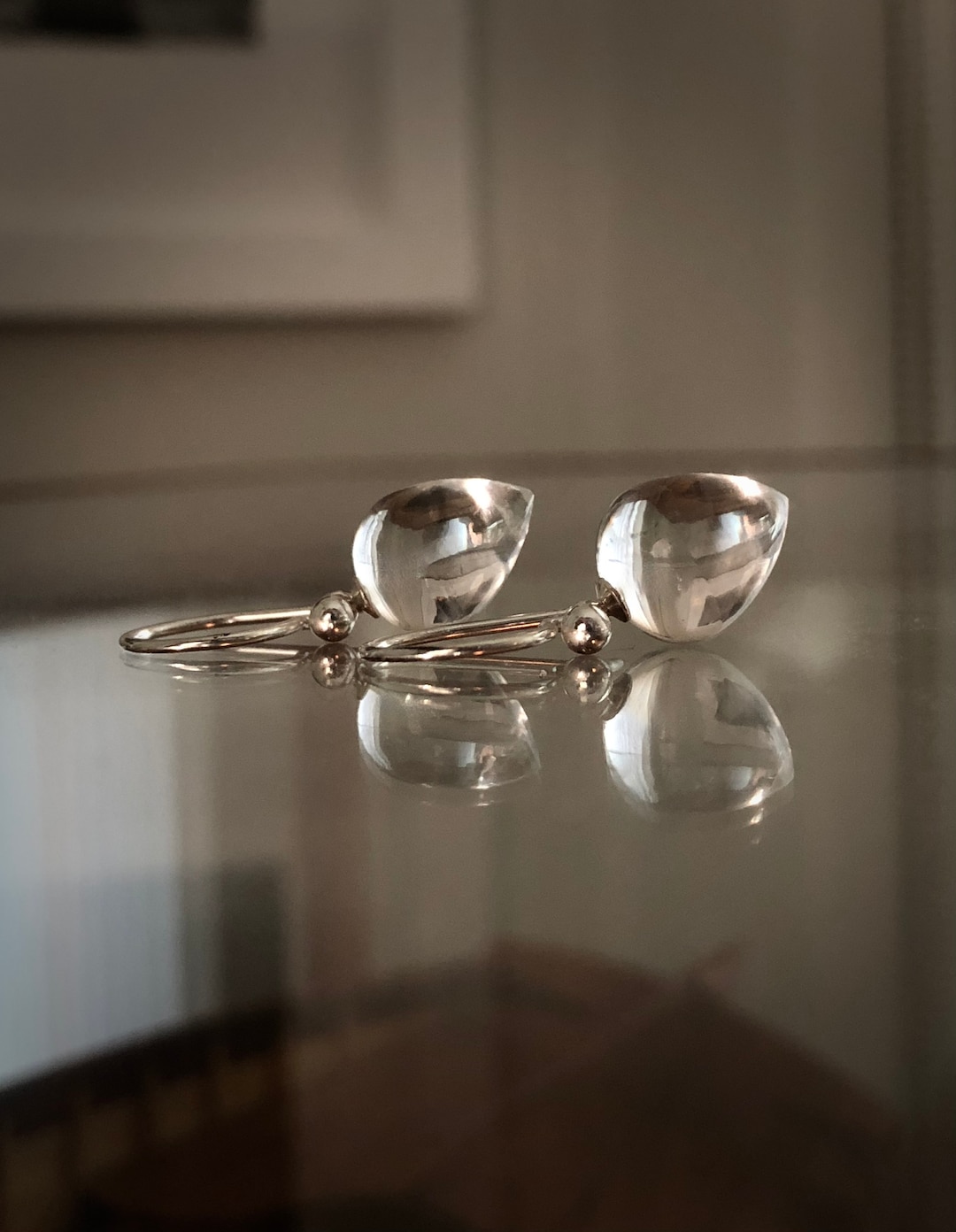 Rock Crystal Quartz Inverted Teardrop Earrings: Sterling Silver Bead ...