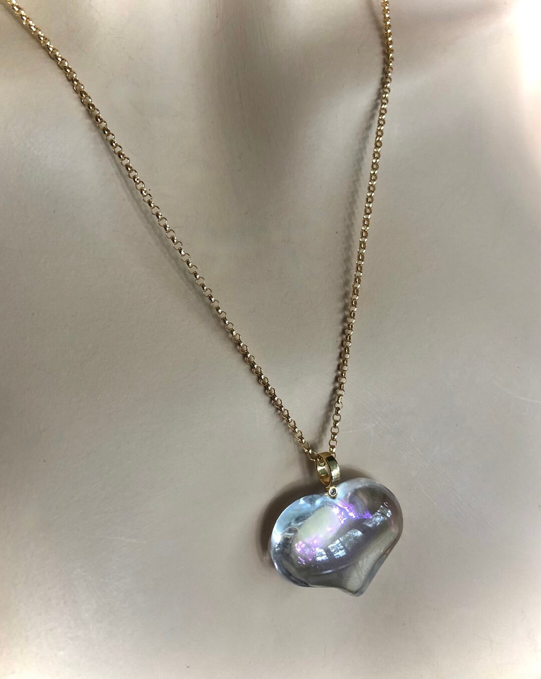 Angel Aura POOLS of LIGHT Puffy Heart Pendant - Necklace - Genuine ...