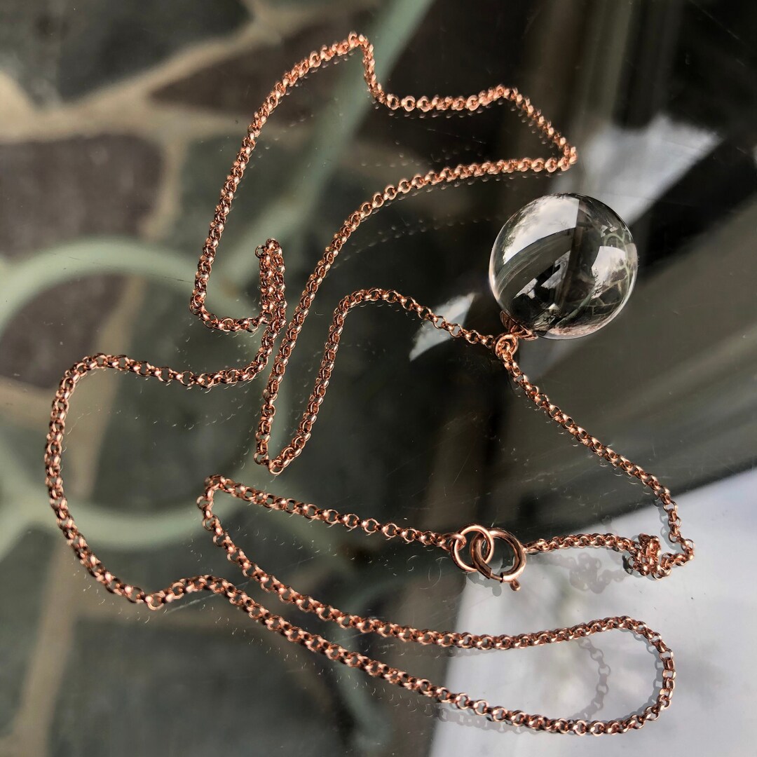 14K ROSE Gold Filled Pools of Light 16mm floating Rock Crystal Quartz ...