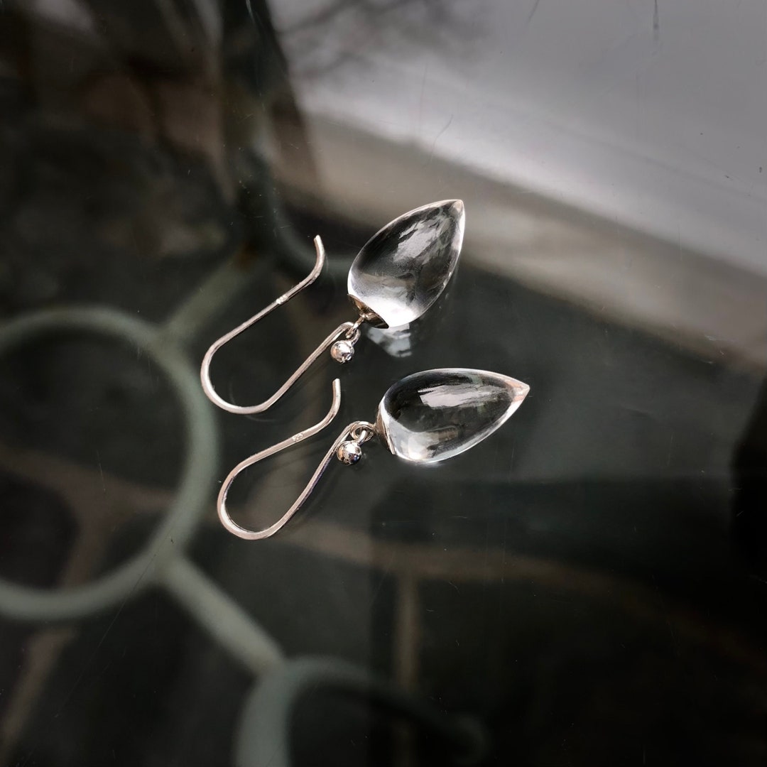 Pools of Light Inverted Teardrops / Rock Crystal Quartz / Sterling Hand ...