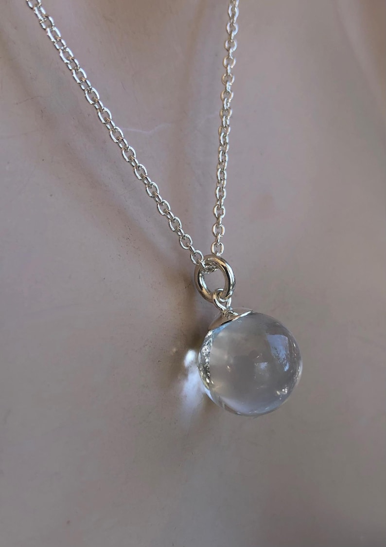 Pools of Light 12mm Genuine Rock Crystal Quartz Orb Pendant: Sterling ...