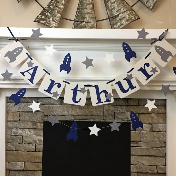 Rocket Ship Name Banner - Etsy
