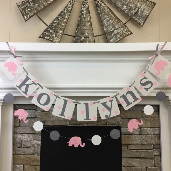Pink Elephant Banner - Etsy