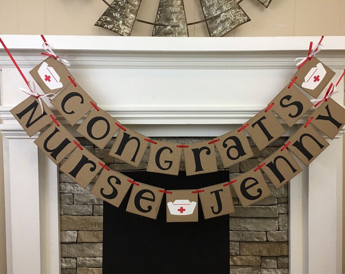 Nurse Graduation Decoration Graduation Banner Congrats Name Banner RN ...