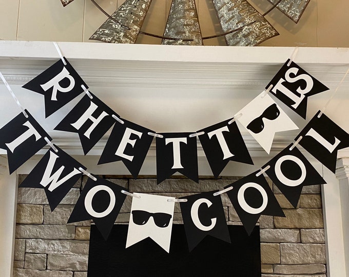 TWO COOL 2nd Birthday Banner Birthday Name Banner Second | Etsy