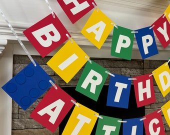 Building Blocks Happy Birthday Banner 1pc - Etsy