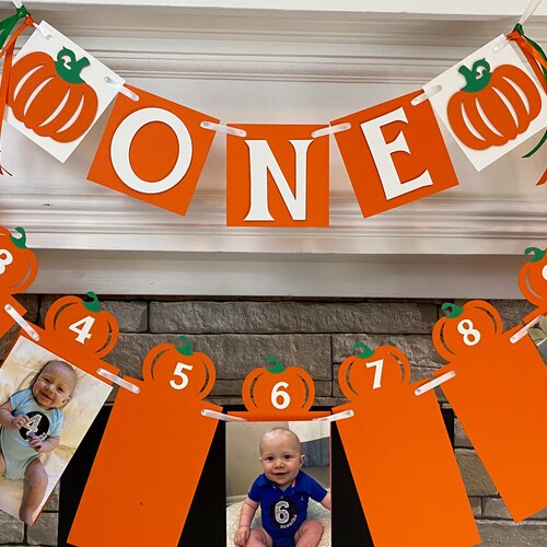 Pumpkin Banner Fall HIGH CHAIR ONE Birthday Banner One Year - Etsy
