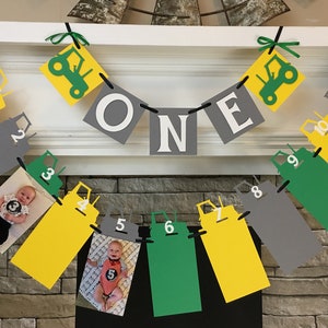 Tractor First Birthday Decorations Tractor 12 Month Photo Banner ...