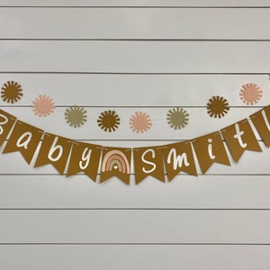 Boho Rainbow Baby Shower Decorations Baby Name Banner Rainbow Baby ...