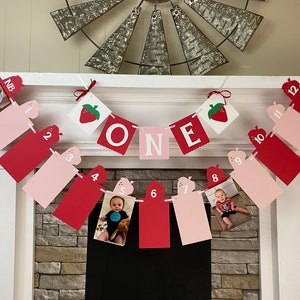 Strawberry Banner I Am 1 ONE High Chair Banner Strawberry 12 Month ...