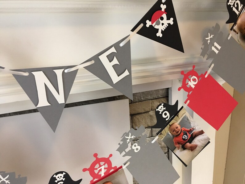 Pirate First Birthday Decorations Pirate 12 Month Photo Banner | Etsy