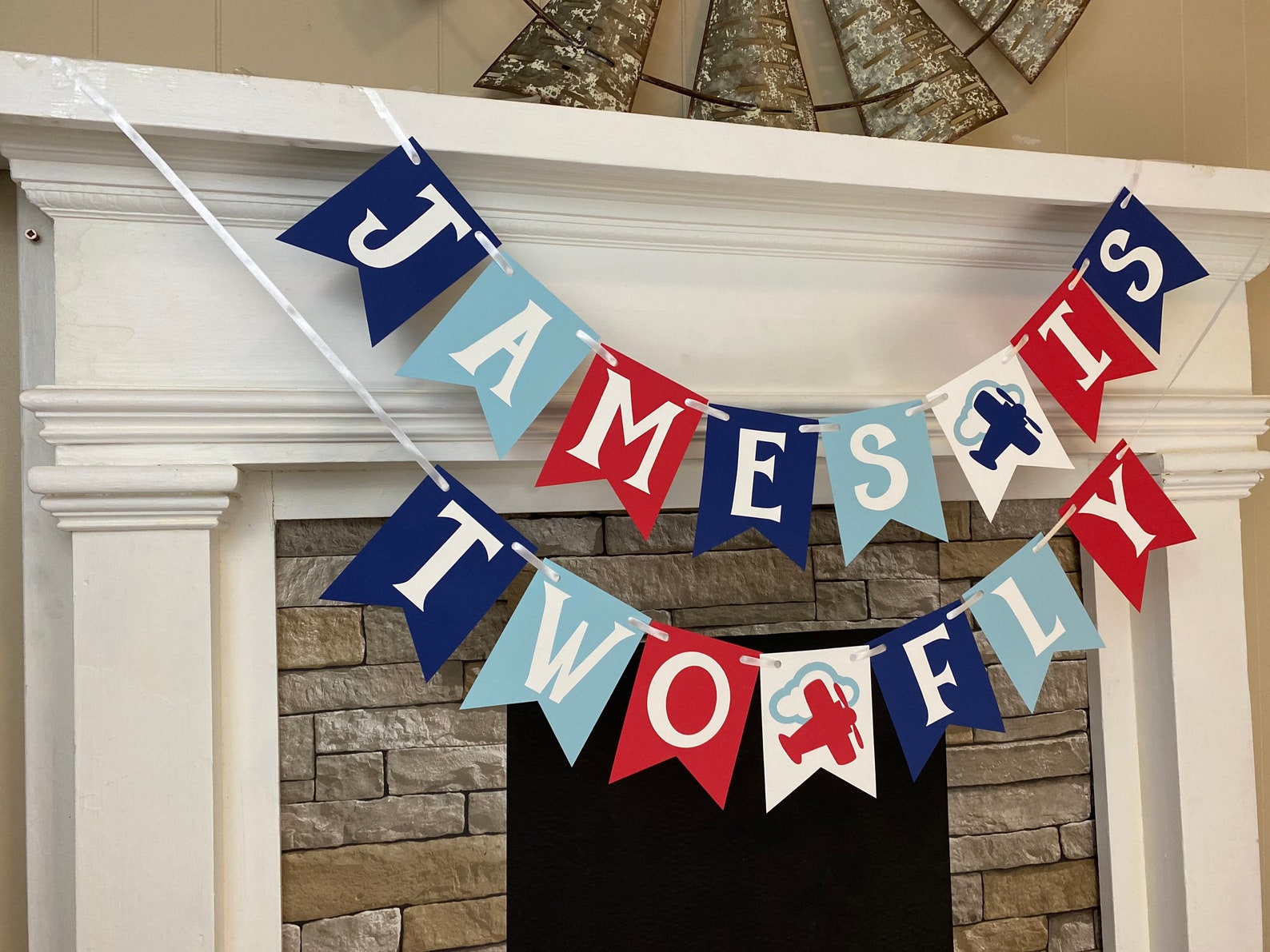 TWO FLY 2nd Birthday Decorations Name Banner Airplane Birthday - Etsy