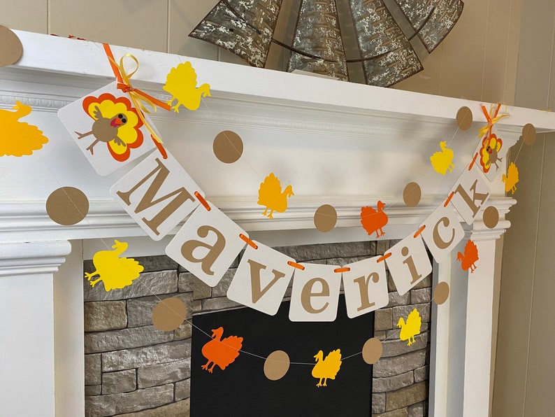 Turkey Birthday Decorations Child's Name Banner Turkey | Etsy
