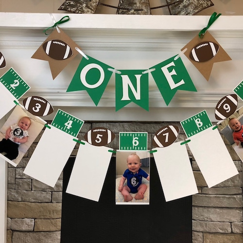 Football First Birthday Photo Banner Baby's First Year - Etsy
