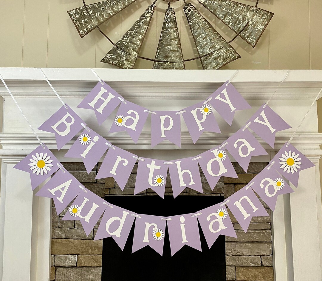DAISY First Birthday Decorations Groovy Daisy Happy Birthday Name ...