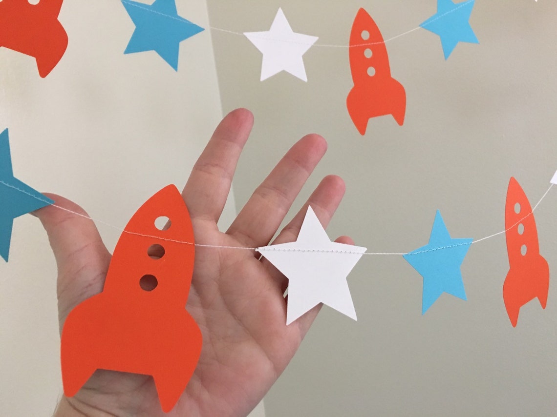 Rocket Blast off Party Decoration Paper Garland Rocket Birthday Party ...