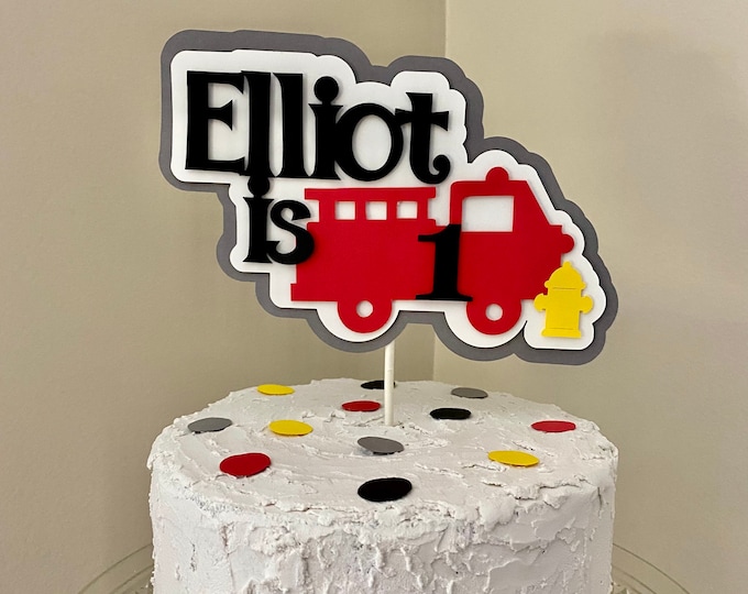 Fire Truck Cake Topper Fireman Party Decorations Fire Engine Smash Cake ...