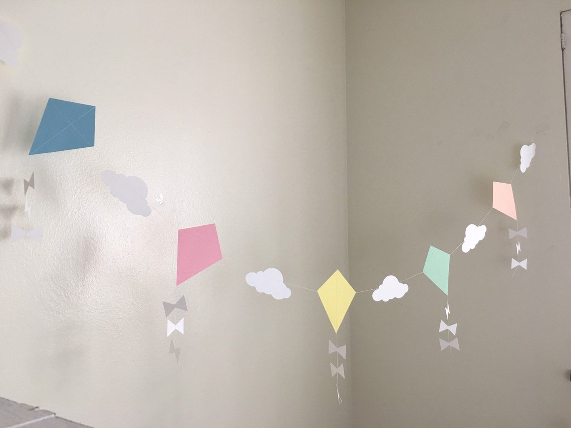 Let's Go Fly a Kite Party Paper Garland Kite Baby Shower Decor Kite ...