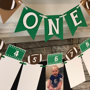 Football First Birthday Decorations Football 12 Month Photo Banner ...