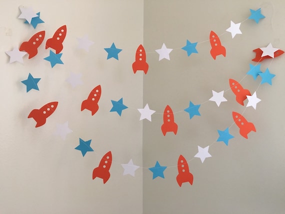Rocket Blast off Party Decoration Paper Garland Rocket - Etsy New Zealand