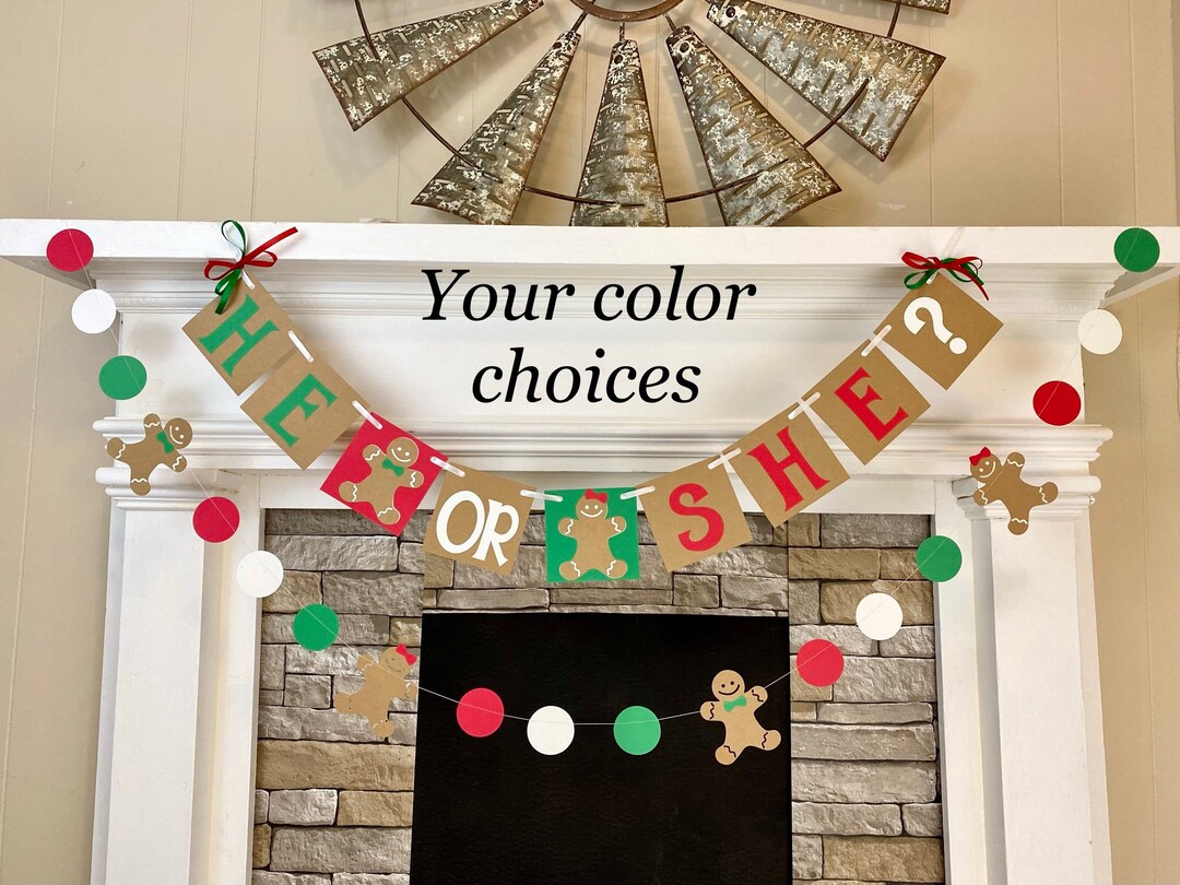 Gingerbread Gender Reveal Banner Christmas Gender Reveal Banner ...