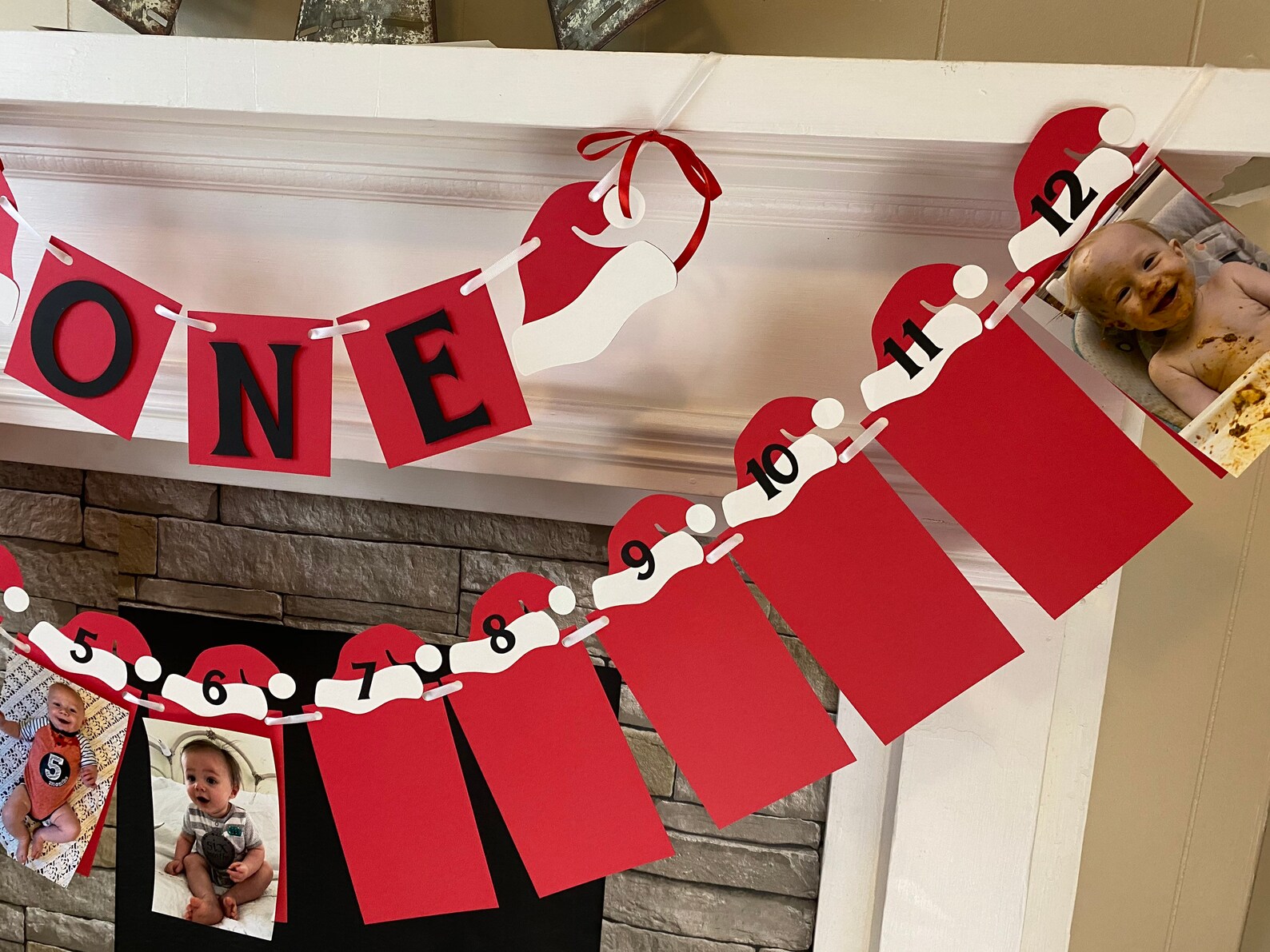 Christmas First Birthday Decoration Christmas 1st Year Photo Banner ONE ...
