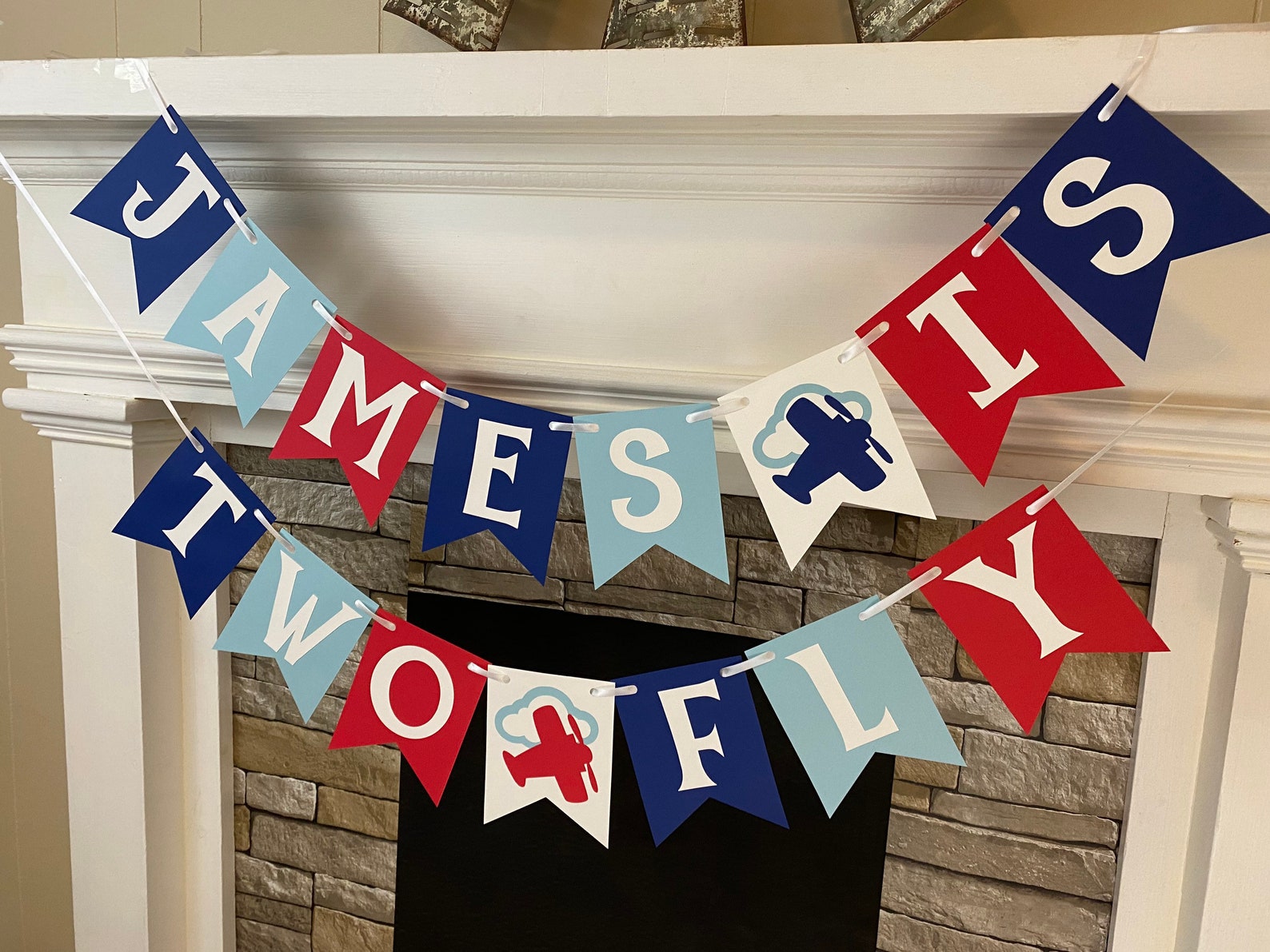 TWO FLY 2nd Birthday Decorations Name Banner Airplane Birthday - Etsy