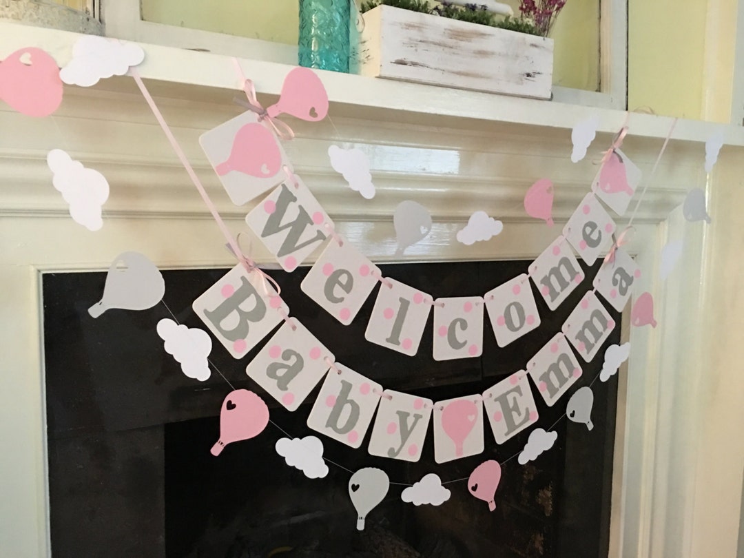 Hot Air Balloons Baby Shower Decoration Welcome Baby Shower Banner ...