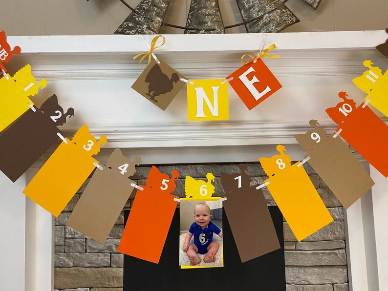 Little Turkey Birthday Banner Turkey Birthday Decorations Name - Etsy